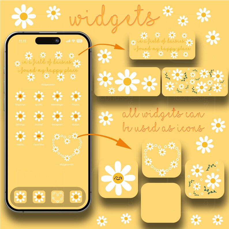 Daisy Wildflower App Bundle: Floral Icons for Ios, Wildflower Phone Aesthetic, Cute App Icons ...