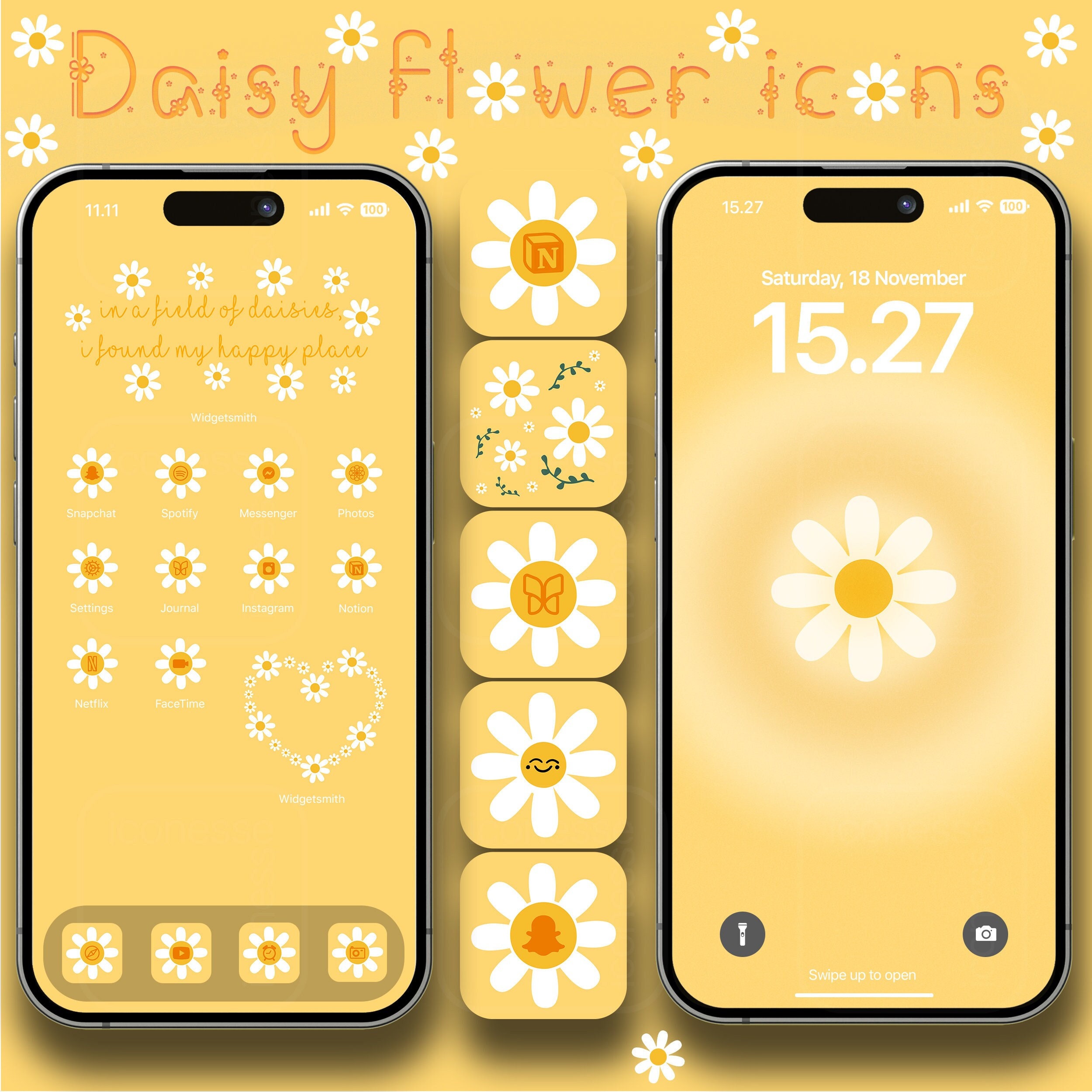 Daisy Wildflower App Icons: Ios Theme Bundle (digital Download) - Etsy