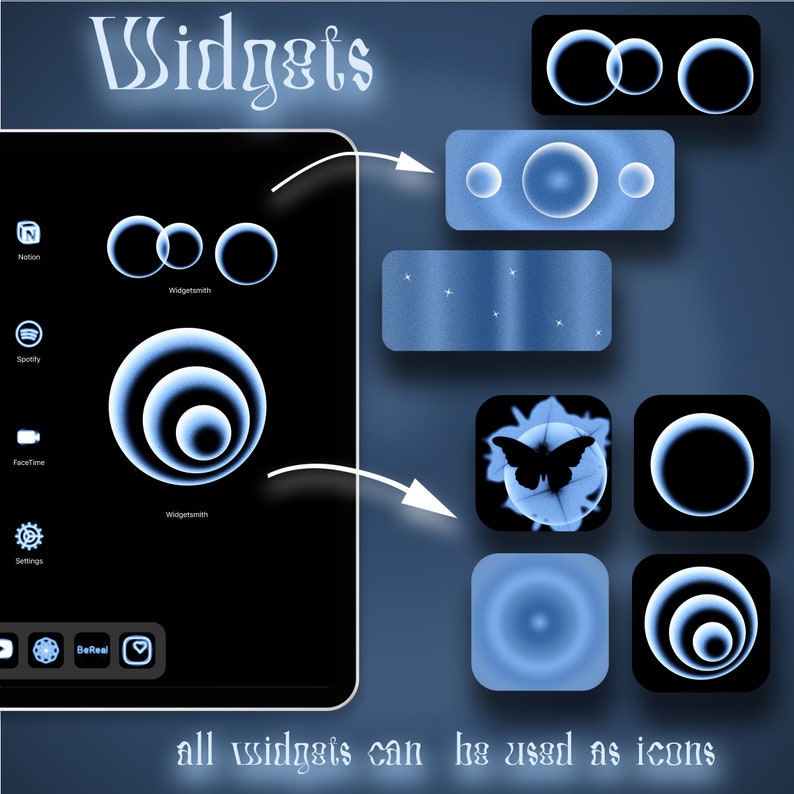 Midnight Aura Glow Icon Pack for Ipad, Aesthetic Midnight Moon Glow ...