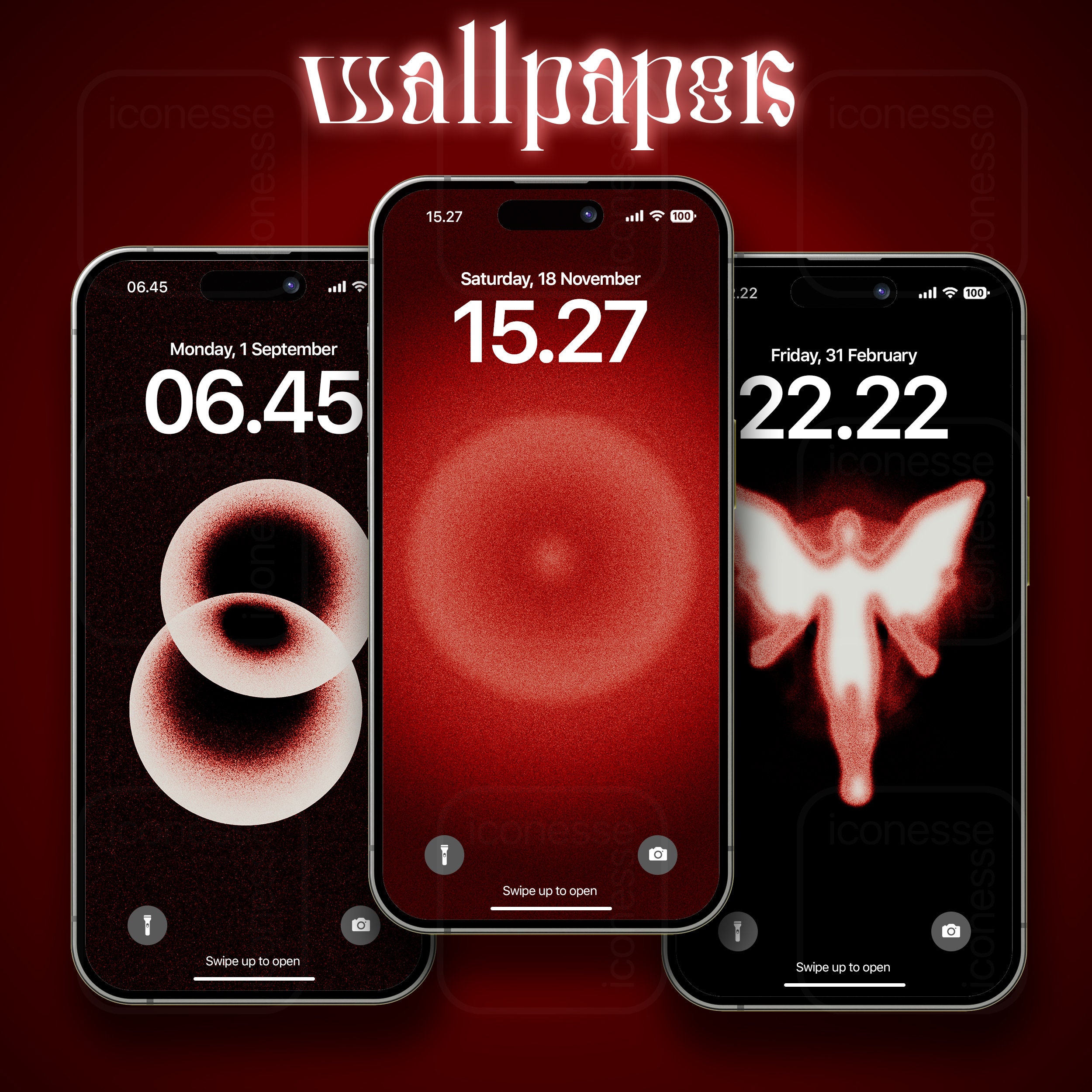 80+ Red Aura Glow Icon Pack for Ios Devices, Aesthetic Midnight Moon ...