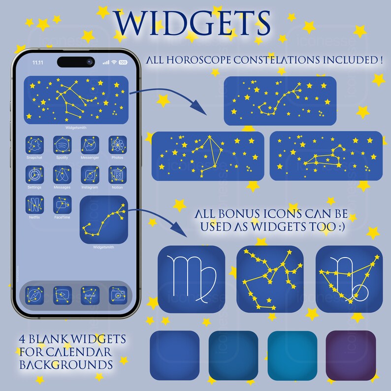 Celestial Zodiac Icons Hand-drawn Constellation Theme for Ios ...