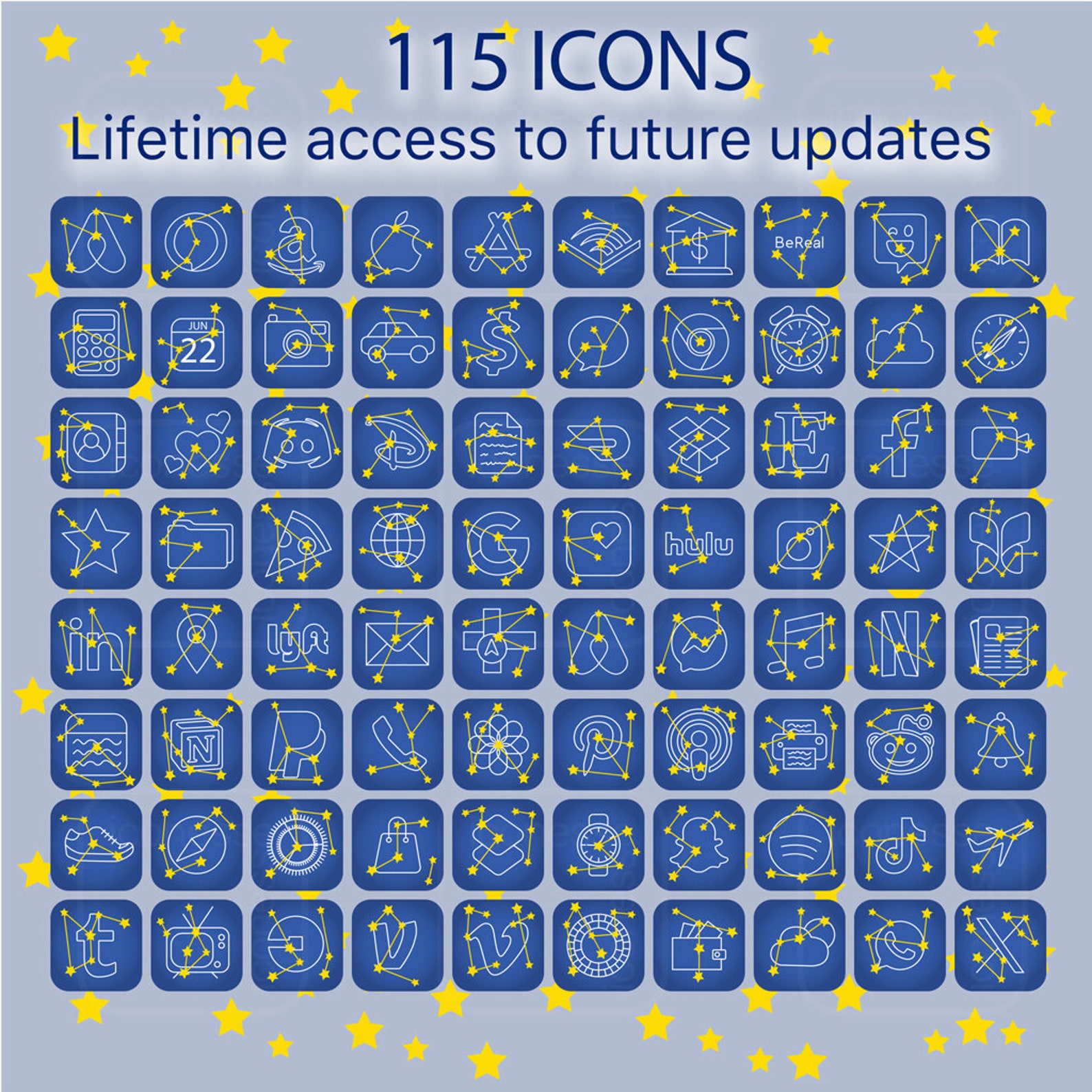 Celestial Zodiac Icons Hand-drawn Constellation Theme for Ios ...