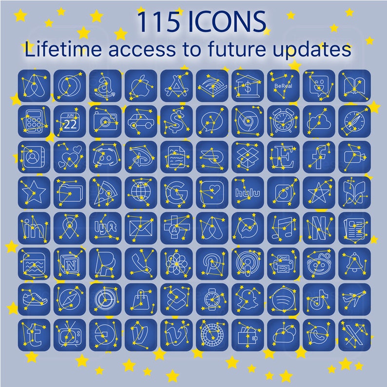 Celestial Zodiac Icons Hand-drawn Constellation Theme for Ios ...