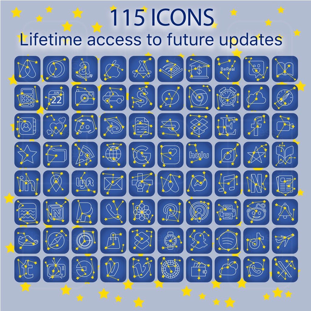 Celestial Zodiac Icons Hand-drawn Constellation Theme for Ios ...