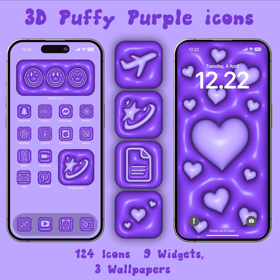 3D Purple Grape Styled Balloon iPhone App Icons, Inflatable Violet ...