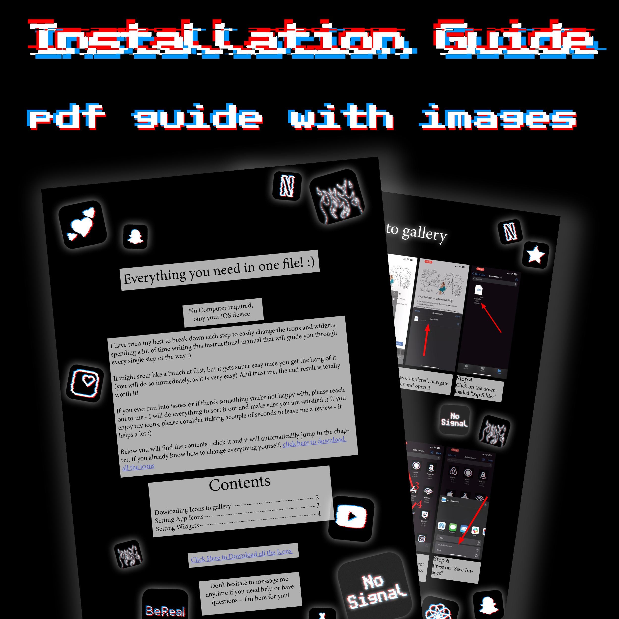 Glitch Icon Pack for Ios Devices, Distorted 3D Pixel Theme, Hacker ...