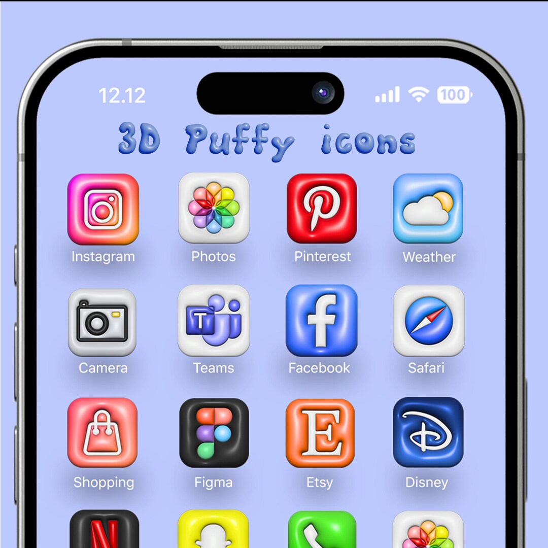 Colorful 3D Inflatable iPhone Icons, 120+ Rainbow Balloon App Icon Pack ...