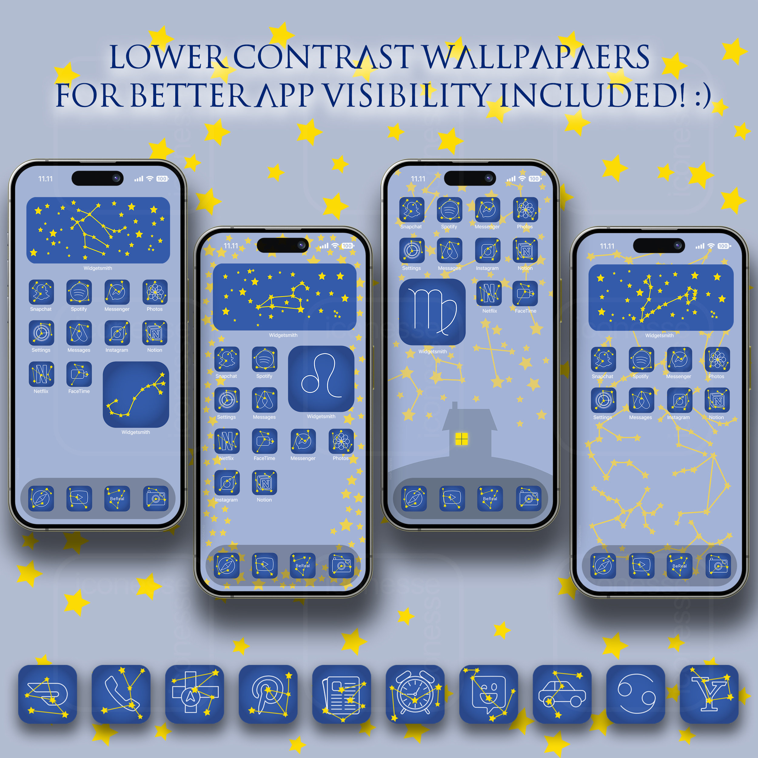 Celestial Zodiac Icons Hand-drawn Constellation Theme for Ios ...