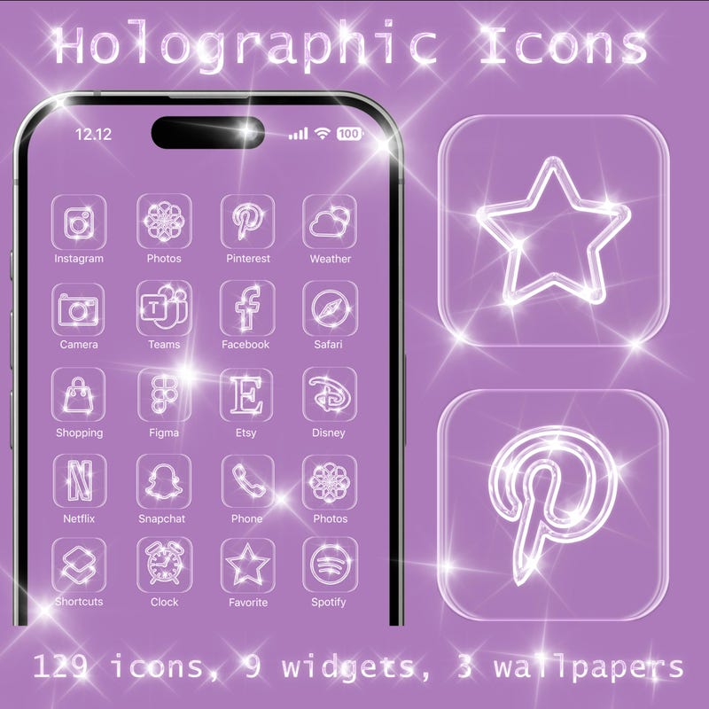 Neon Purple Icons - Etsy
