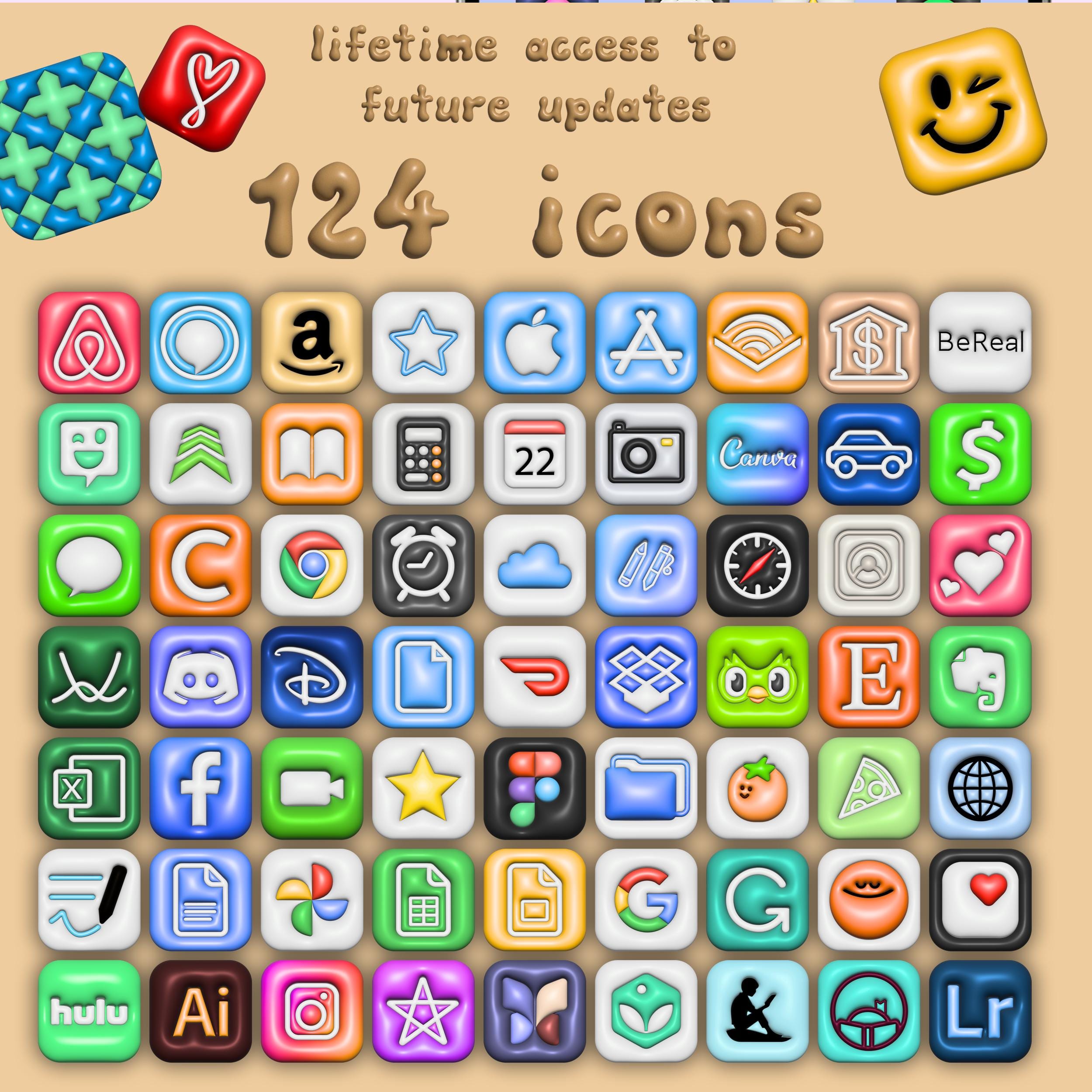 120+ 3D Color Inflatable Balloon Style iPhone App Icons, Vibrant ...