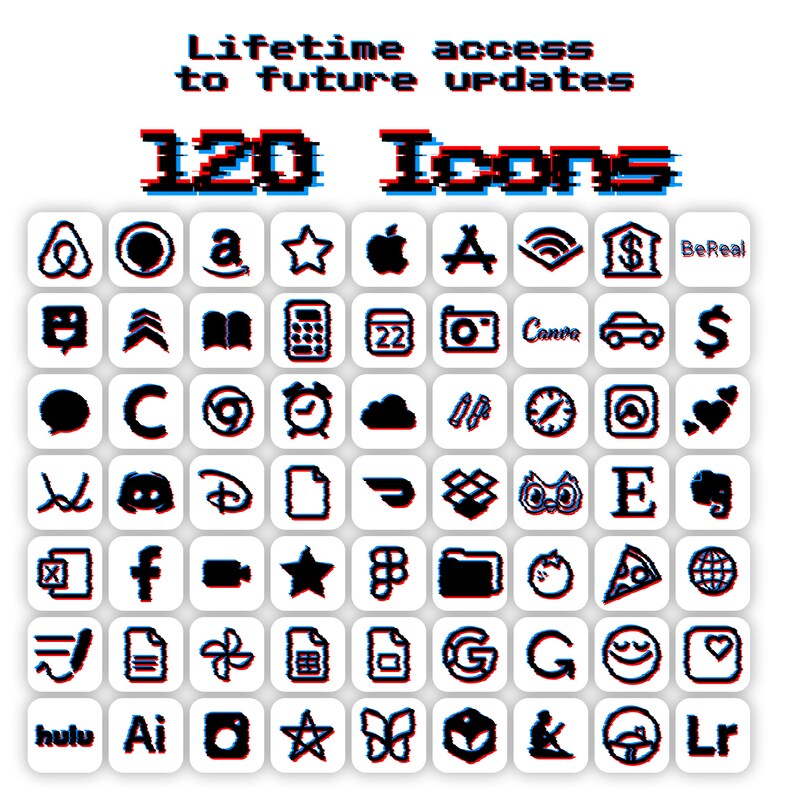 Glitch Icon Pack for Ios Devices, Distorted 3D Pixel Theme, Hacker ...