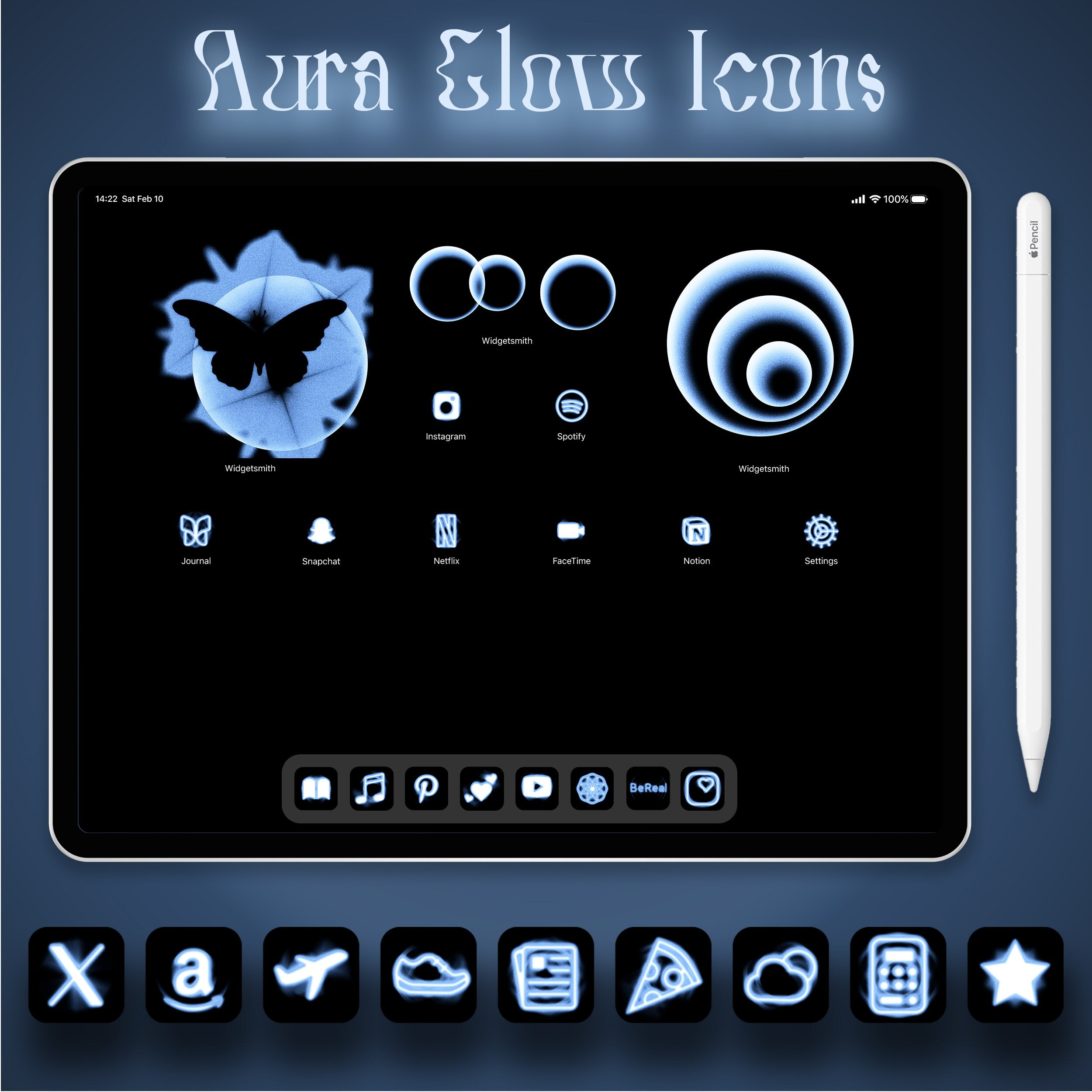 Midnight Aura Glow Icon Pack for Ipad, Aesthetic Midnight Moon Glow ...