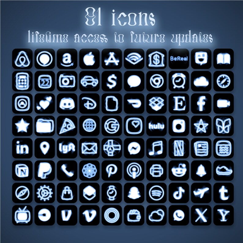Midnight Aura Glow Icon Pack for Ipad, Aesthetic Midnight Moon Glow ...