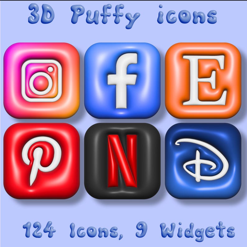 120+ 3D Color Inflatable Balloon Style iPhone App Icons, Vibrant ...