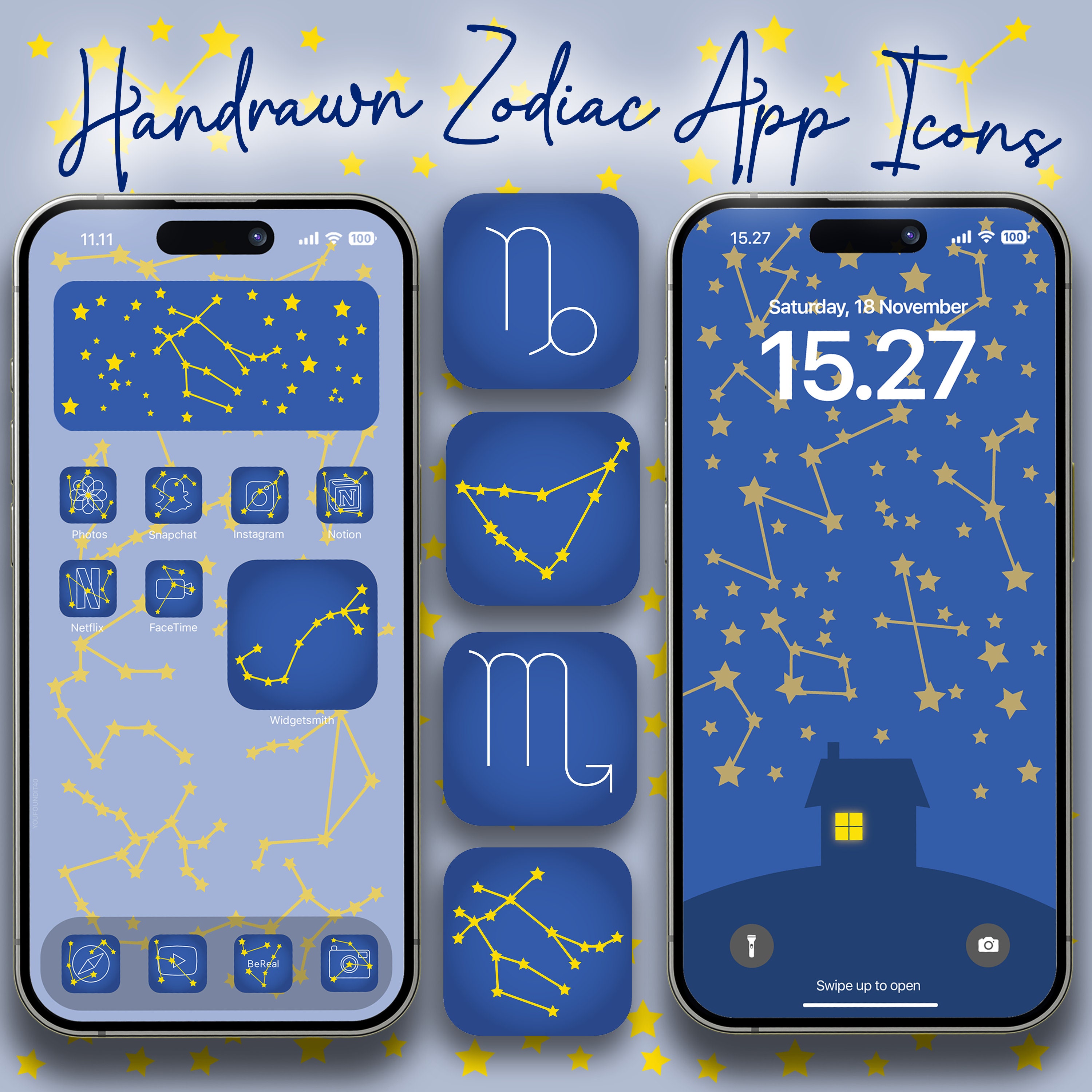 Celestial Zodiac Icons Hand-drawn Constellation Theme for Ios ...
