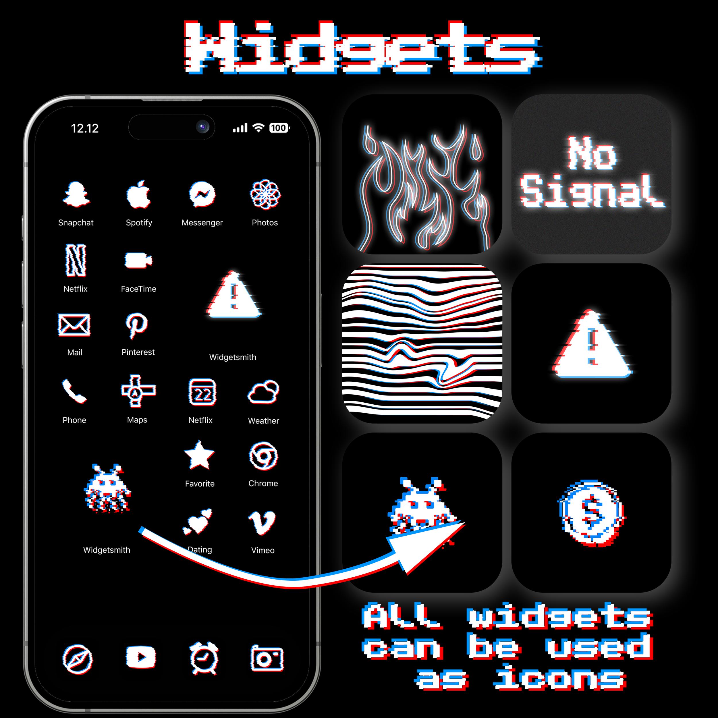 Glitch Icon Pack for Ios Devices, Distorted 3D Pixel Theme, Hacker ...