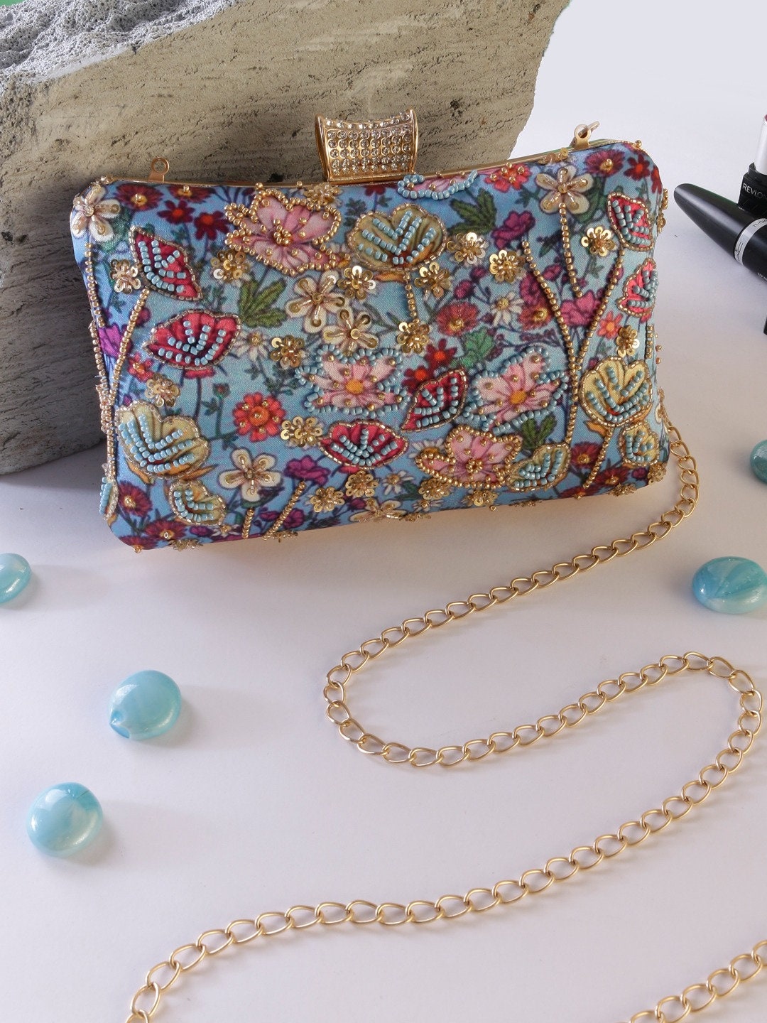 Printed Embroidery Clutch With Knob Wedding Party Clutch Bags - Etsy