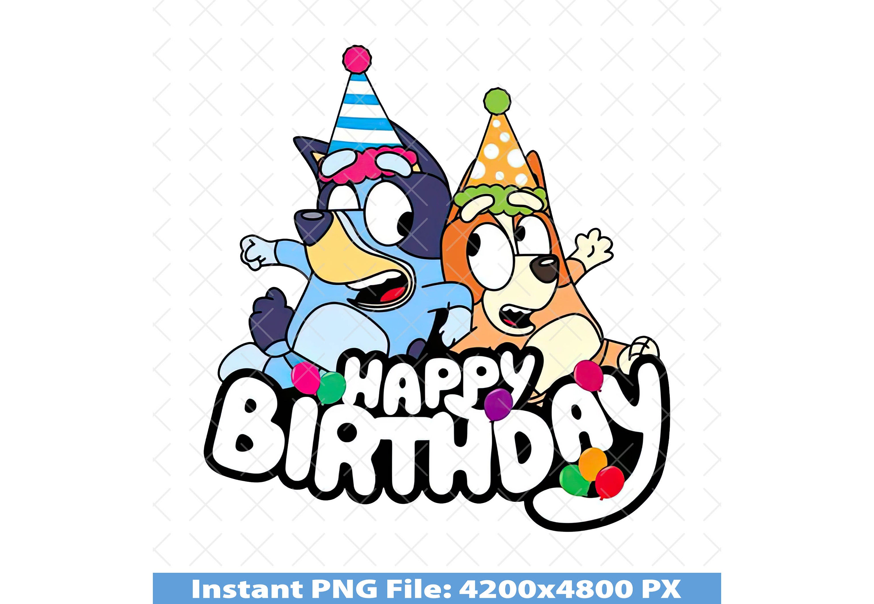 Bluey Happy Birthday Girl Clipart Elements, Letters Set, Blue Dog ...