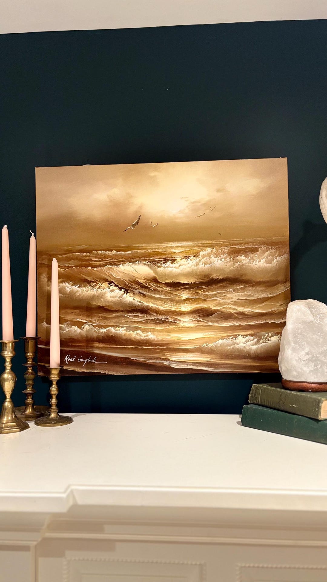 Vintage Roal English Seascape Oil Painting | Original Ocean Waves Art ...