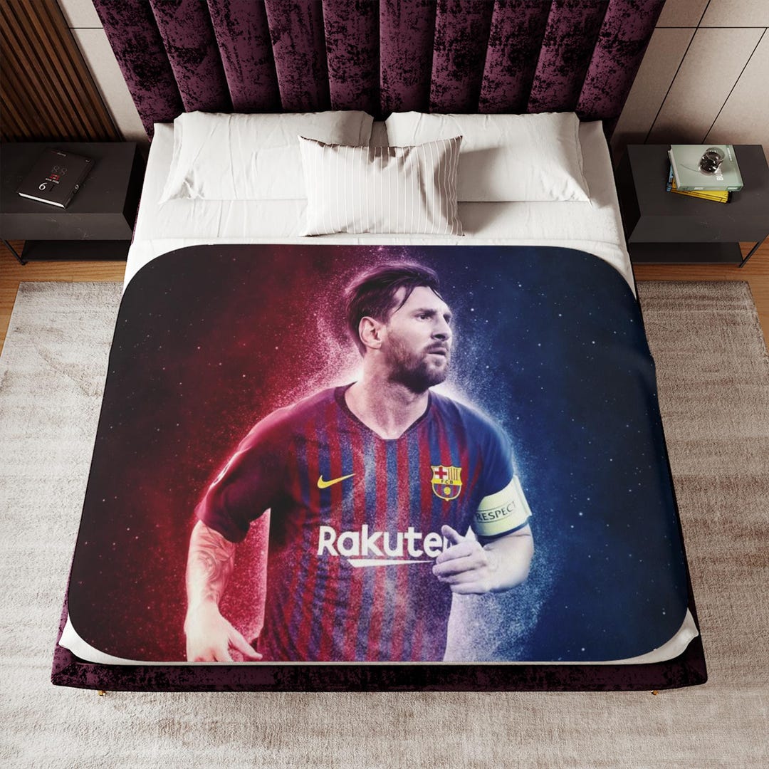 Lionel Messi Barcelona Blanket – Soft Fleece Blanket for Football Fans ...