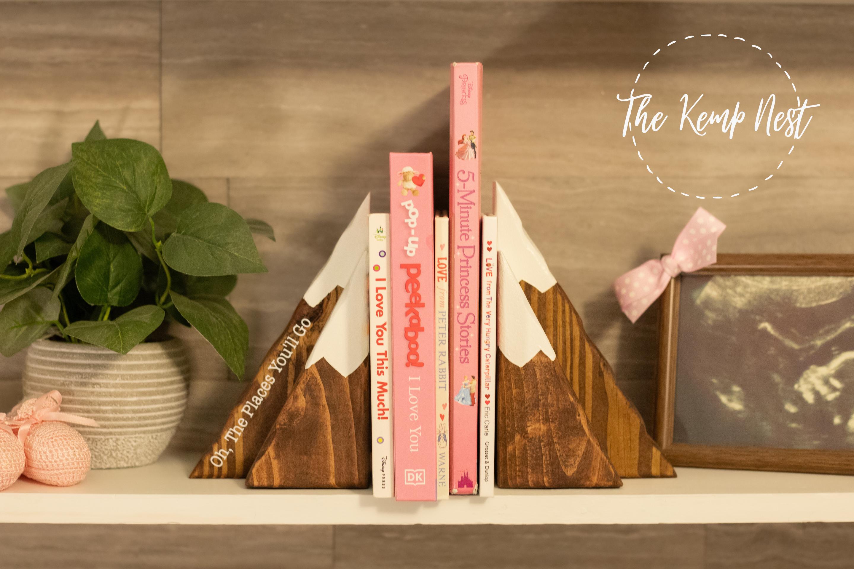 Mountain Peak Book Ends, Woodland Nursery Decor, Nursery Shelf Decor ...
