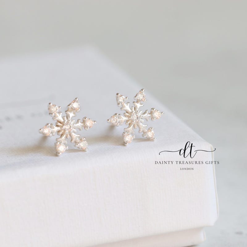 Snowflake Stud Earrings - Etsy