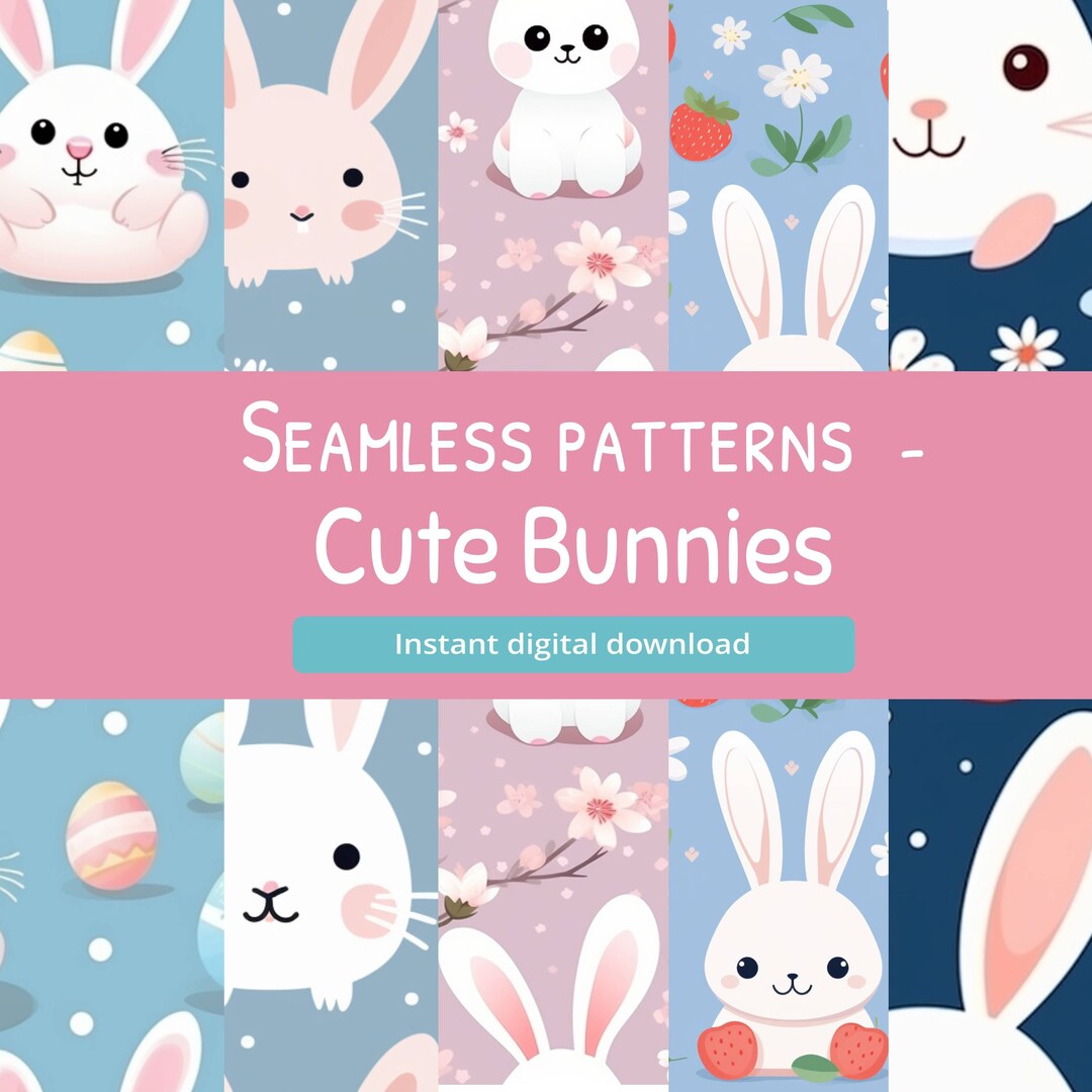 Cute Seamless Bunny Pattern, Digital Paper, Rabbits, Adorable, Easter ...