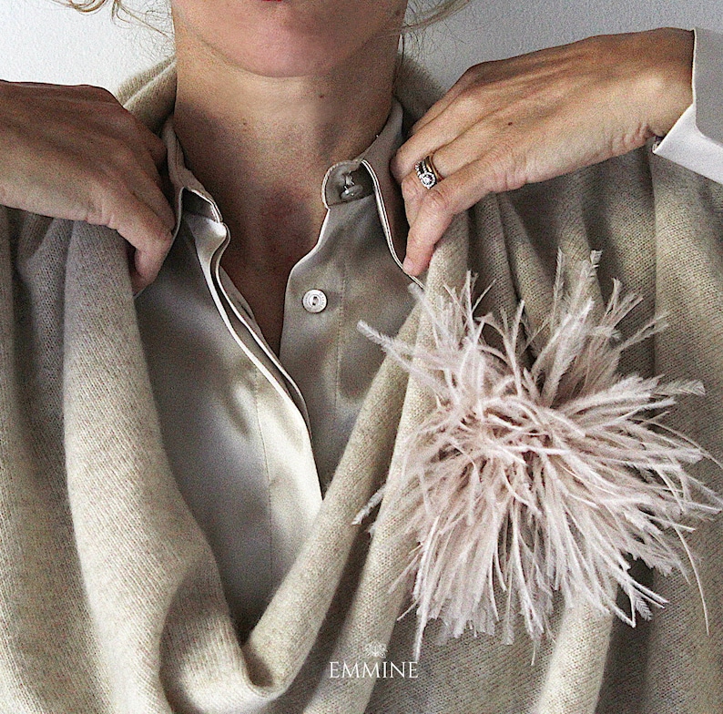 Light Pink Ostrich Feathers Brooch for Fashionable Gift, Pale Pink ...