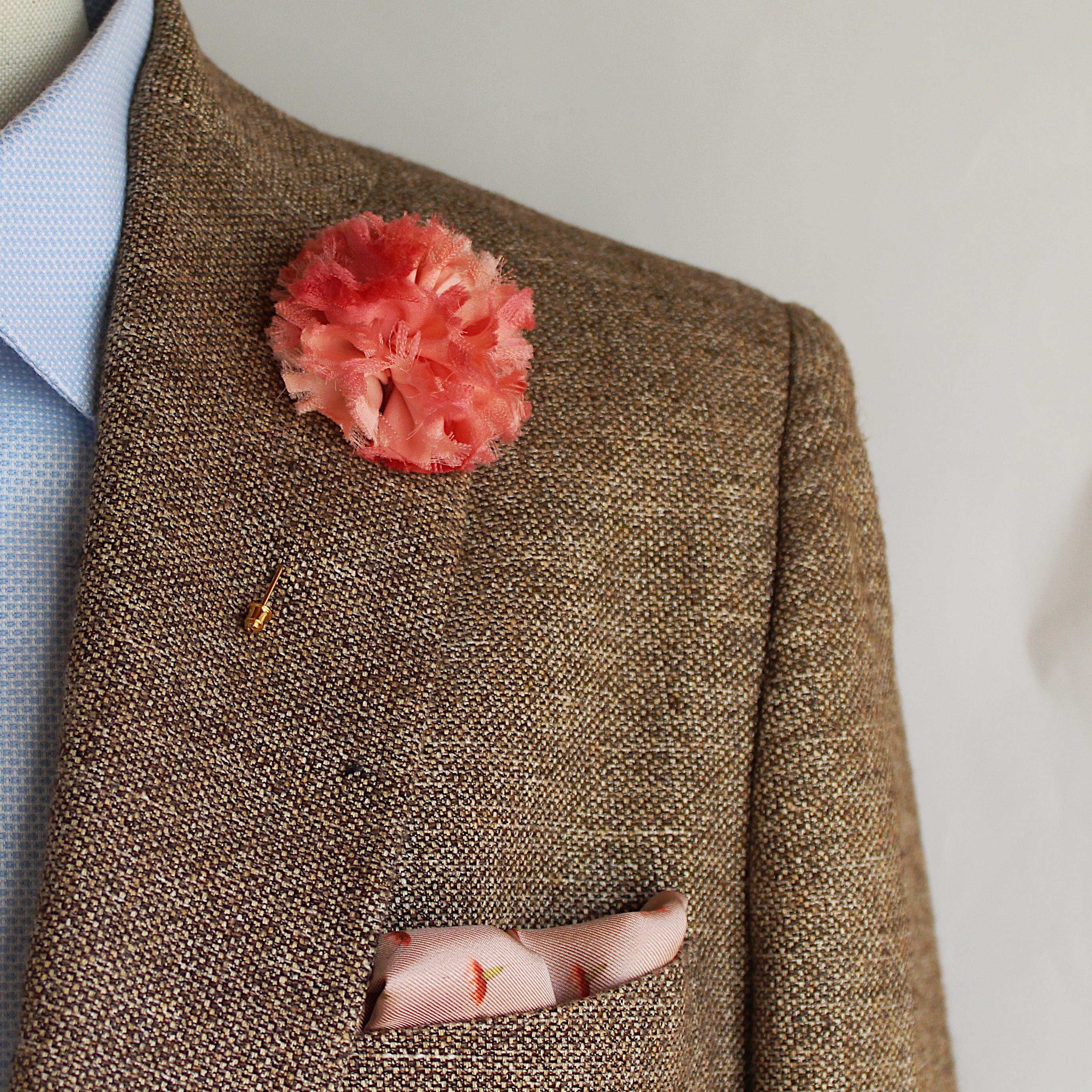 Light Pink Silk Carnation Boutonniere for Retro Vibe Attire, Wedding ...