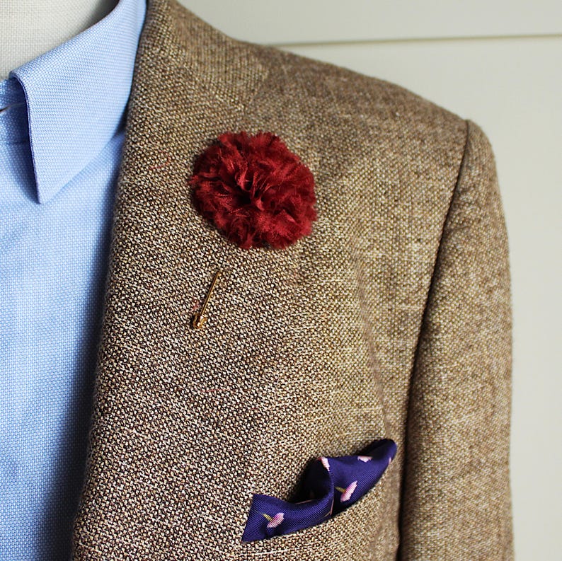 Wedding Set of 2 Silk Carnation Lapel Pins – Elegant Handmade ...