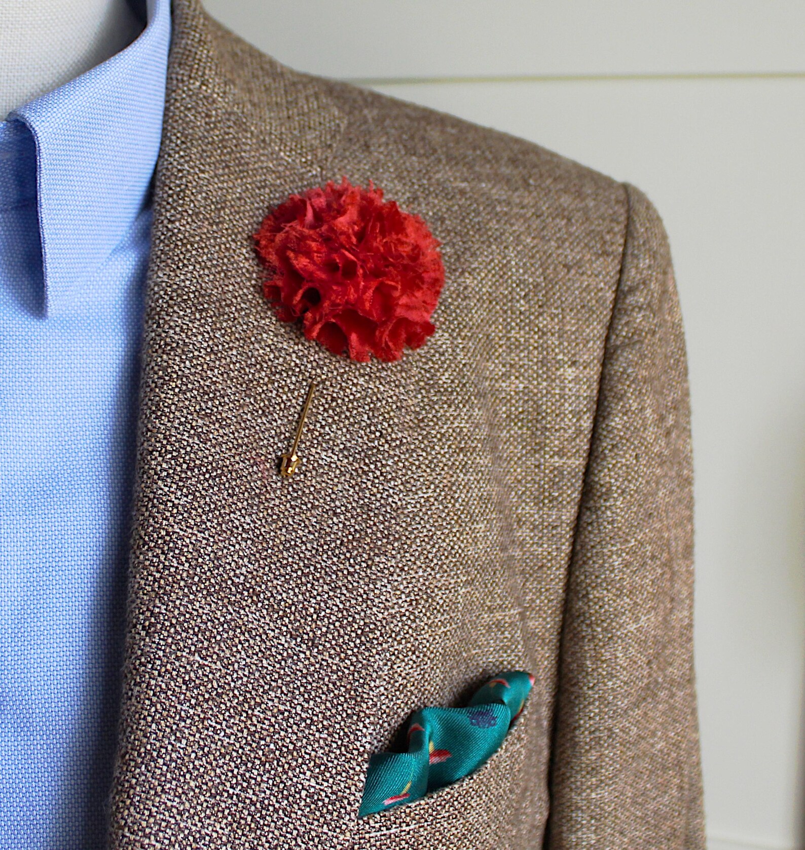 Light Pink Silk Carnation Boutonniere for Retro Vibe Attire, Wedding ...