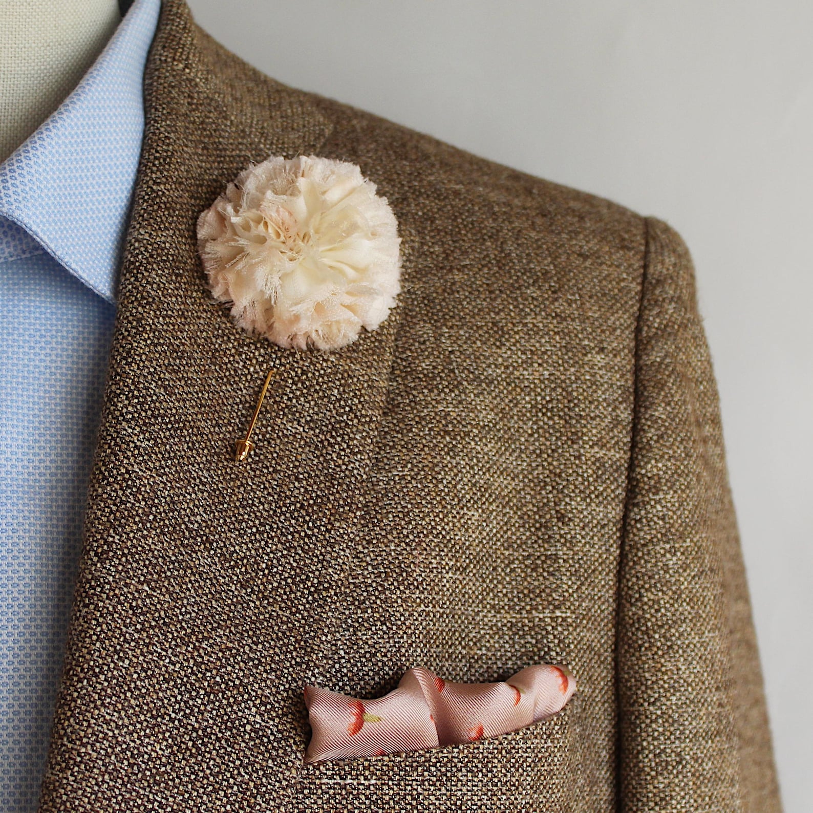 Light Pink Silk Carnation Boutonniere for Retro Vibe Attire, Wedding ...