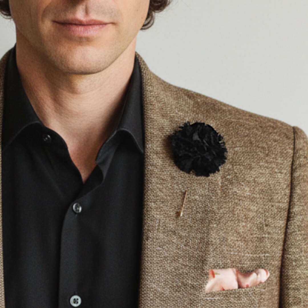 Black Flower Pin for Suit Lapel Decoration for Formal Wear Accessory ...