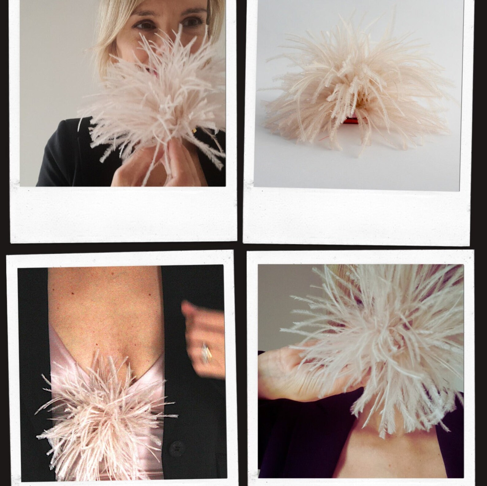 Light Pink Ostrich Feathers Brooch for Fashionable Gift, Pale Pink ...
