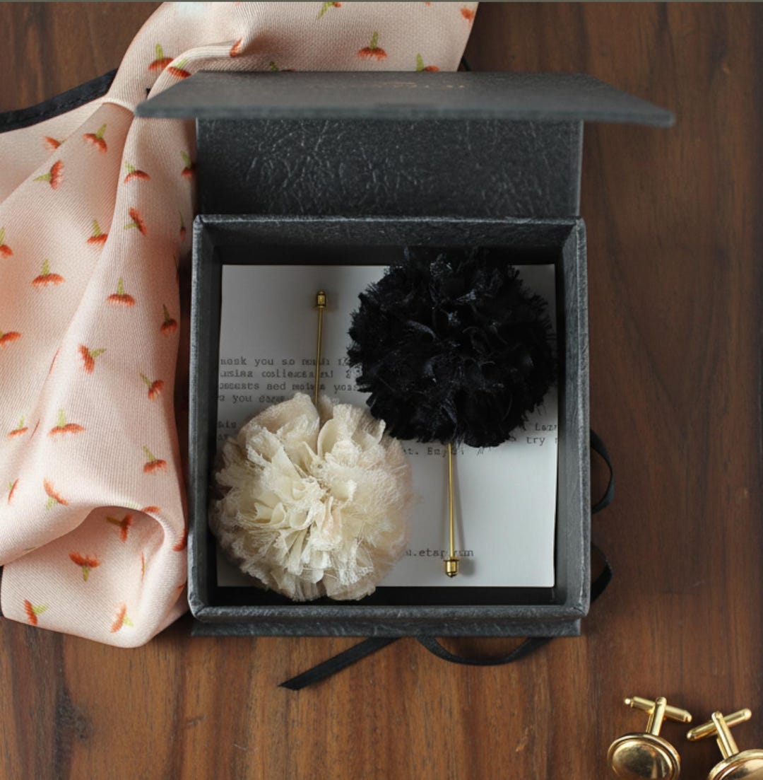 Wedding Set of 2 Silk Carnation Lapel Pins – Elegant Handmade ...