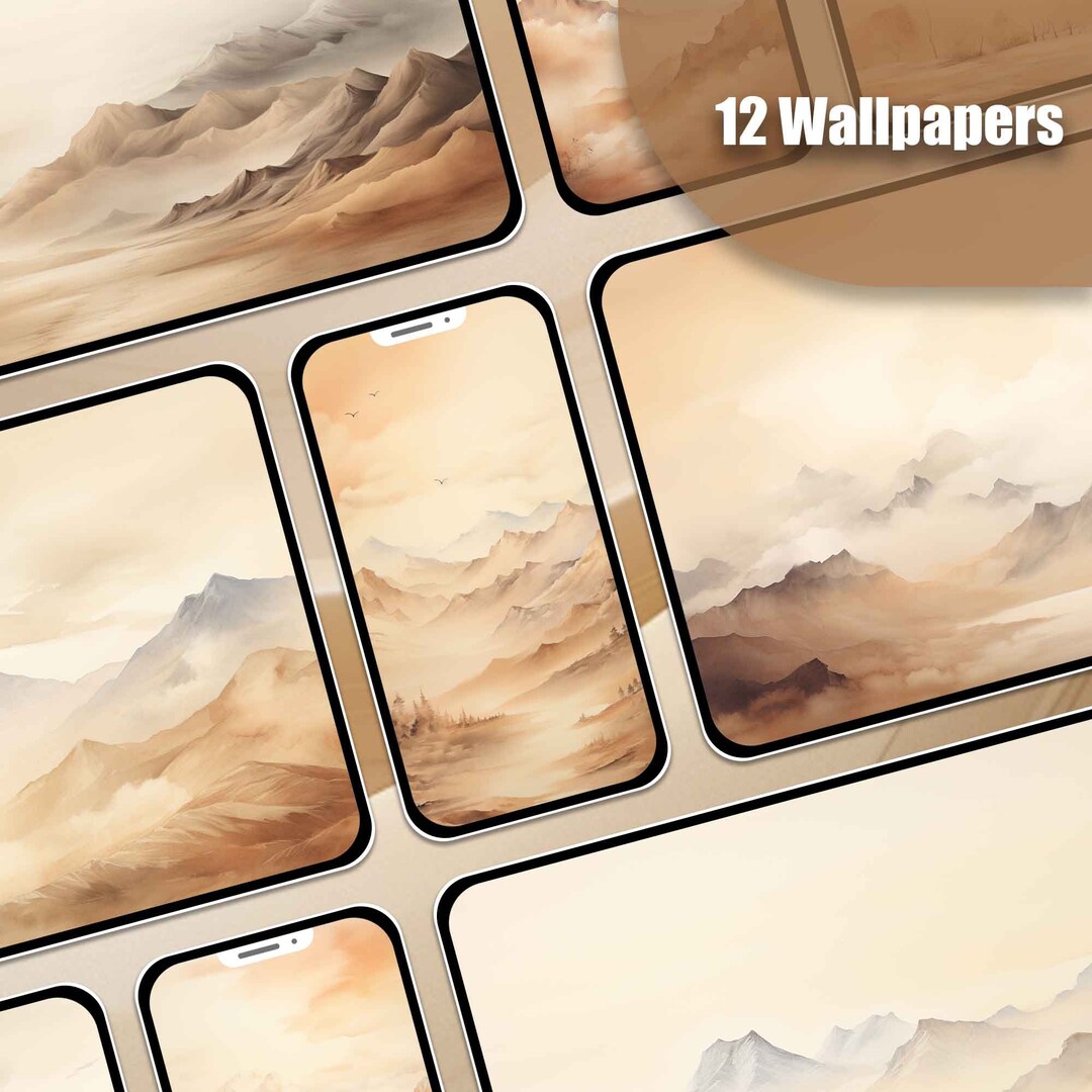 Mountain Wallpaper Beige Wallpaper Mobile Lockscreen Desktop ...