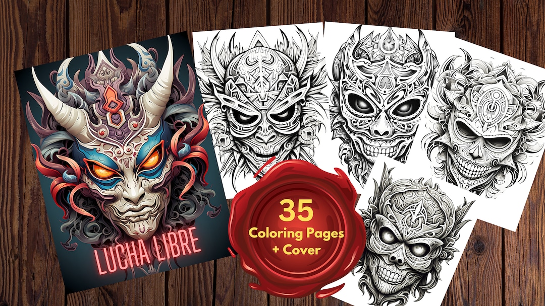 Mandala Luchador Mask Coloring Pages Coloring Book Lucha - Etsy