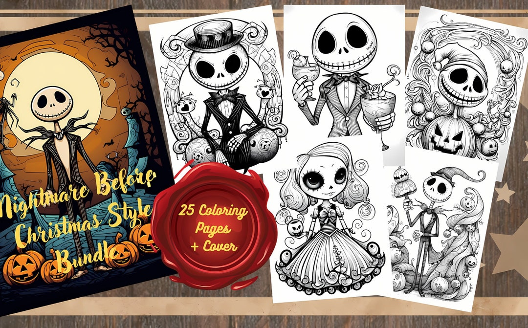 25 Jack & Sally Coloring Book, Nightmare Before Christmas Style ...