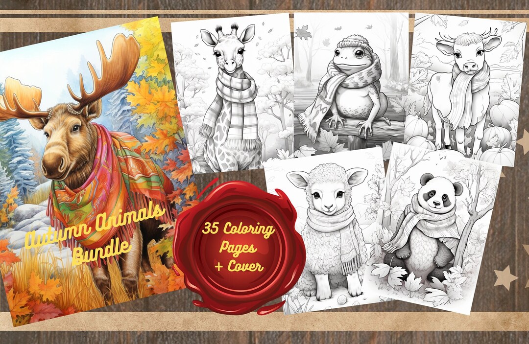 35 Fall Animals Coloring Book, Printable Autumn Animal Pages for ...
