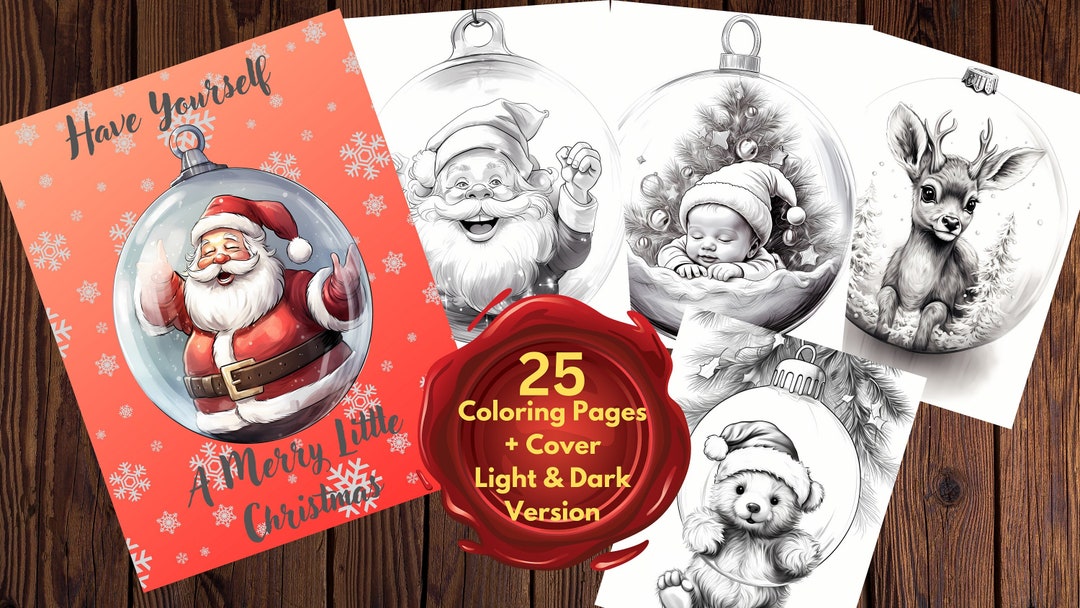 Christmas Coloring Pages 25 Ornaments Coloring Book Glas - Etsy