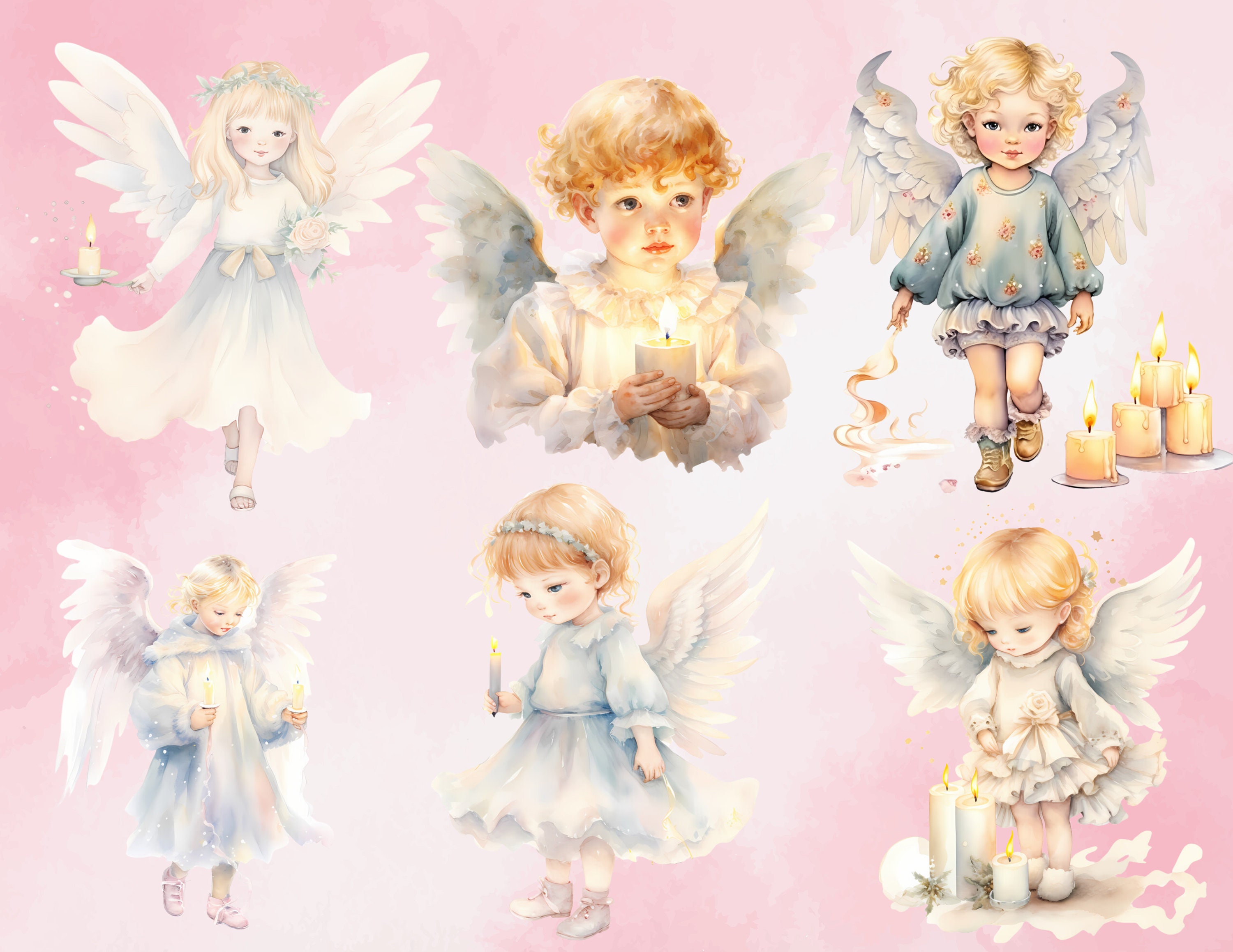 Pastel Angels Clipart Christmas Junk Journal Add Ons Png - Etsy