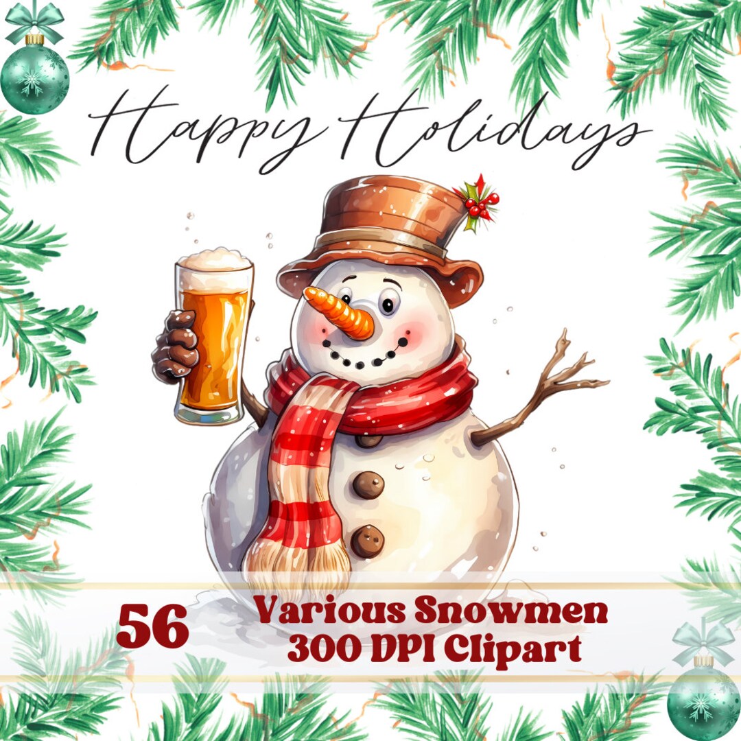 Snowman Clipart Commercial Use Various Snowmen Transparent - Etsy