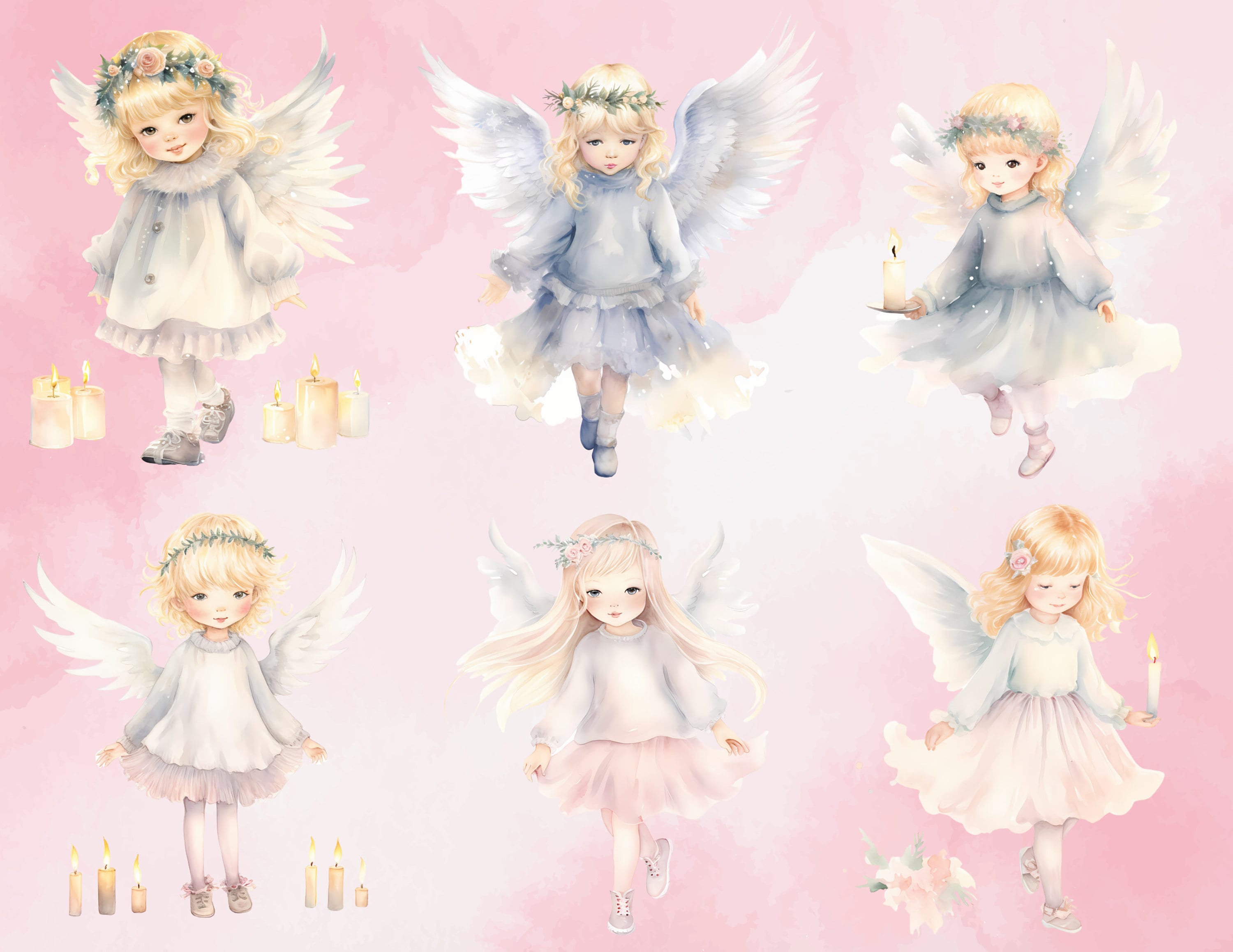 Pastel Angels Clipart Christmas Junk Journal Add Ons Png - Etsy