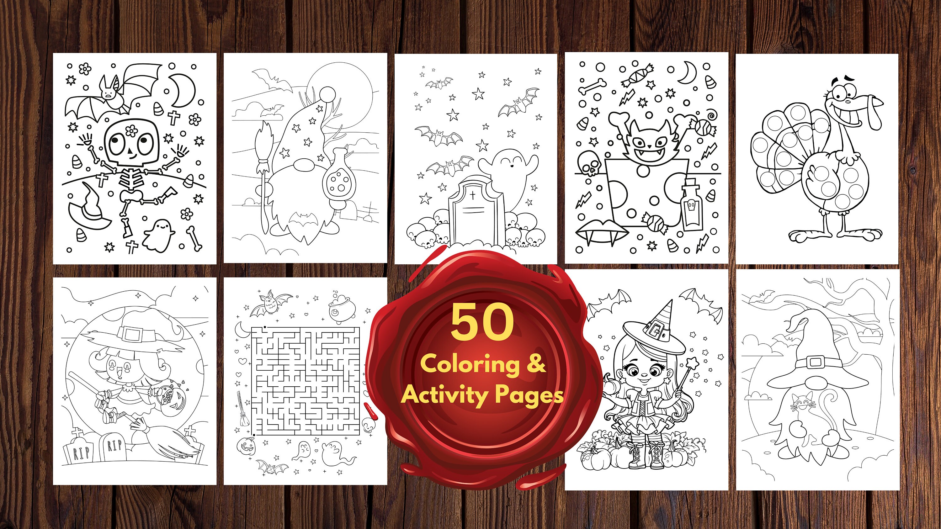Halloween Printable Coloring Pages for Kids 50 Childrens - Etsy