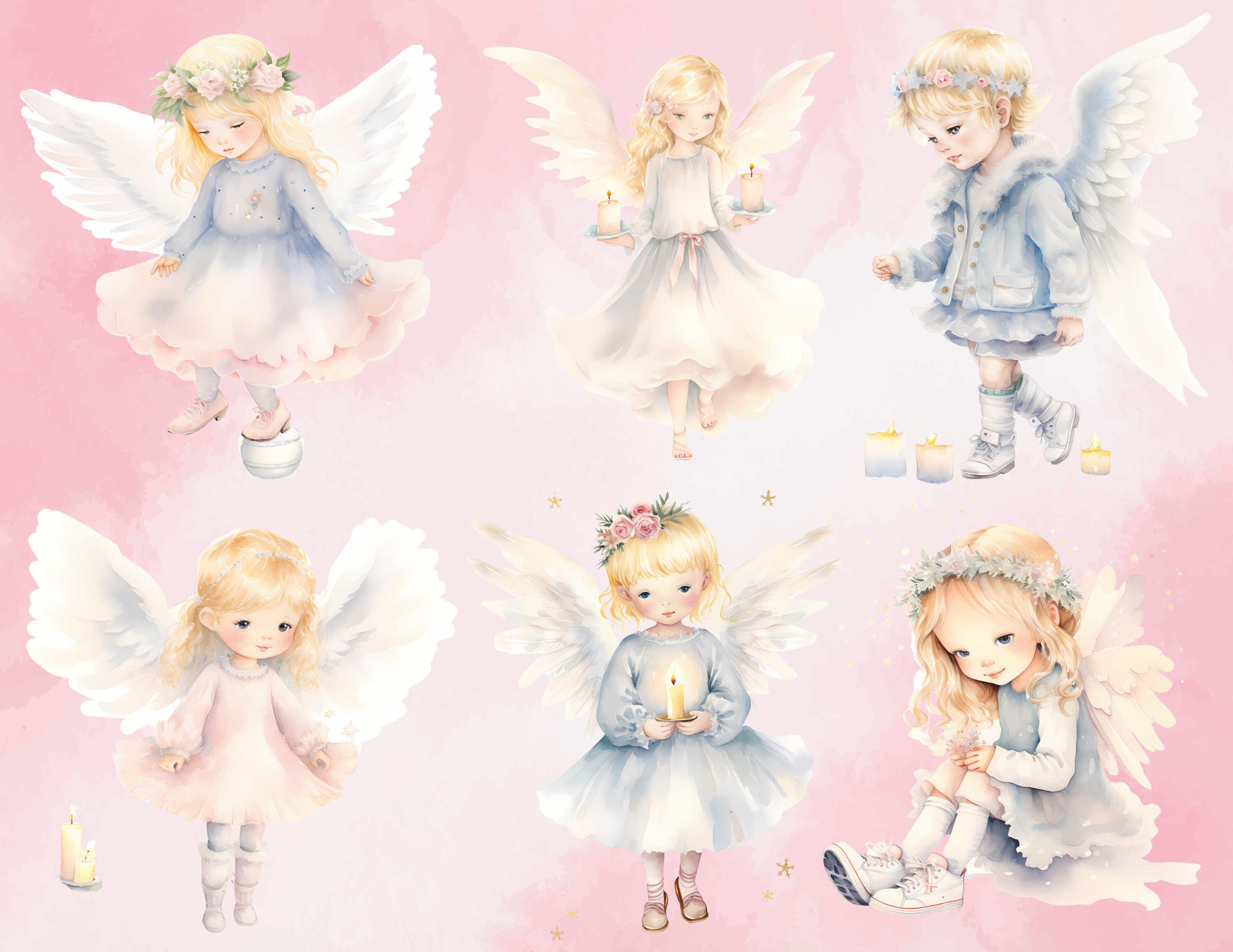 Pastel Angels Clipart Christmas Junk Journal Add Ons Png - Etsy