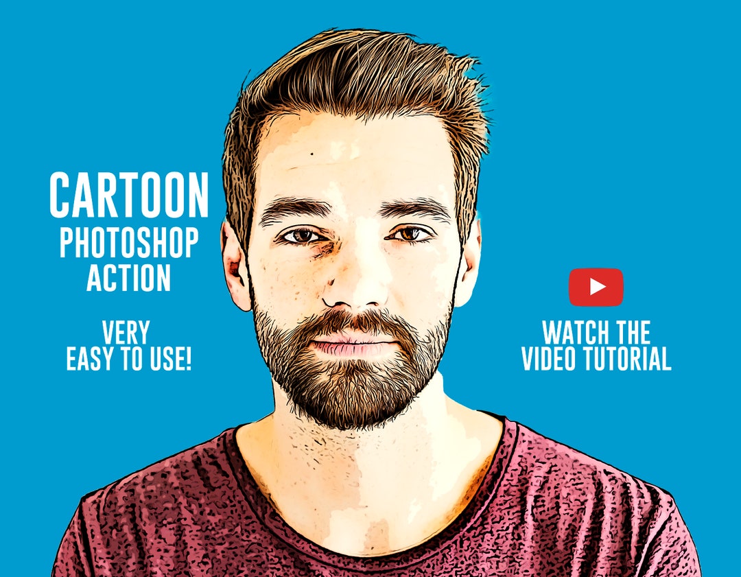 Photoshop Cartoon Action, Photo to Cartoon, Cartoon Portrait Effect ...