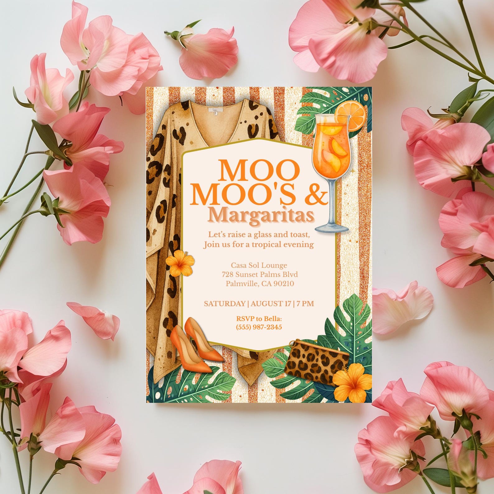 Mumu & Margaritas Invitation, Margs and Moo Moos, Girls Night Invite ...