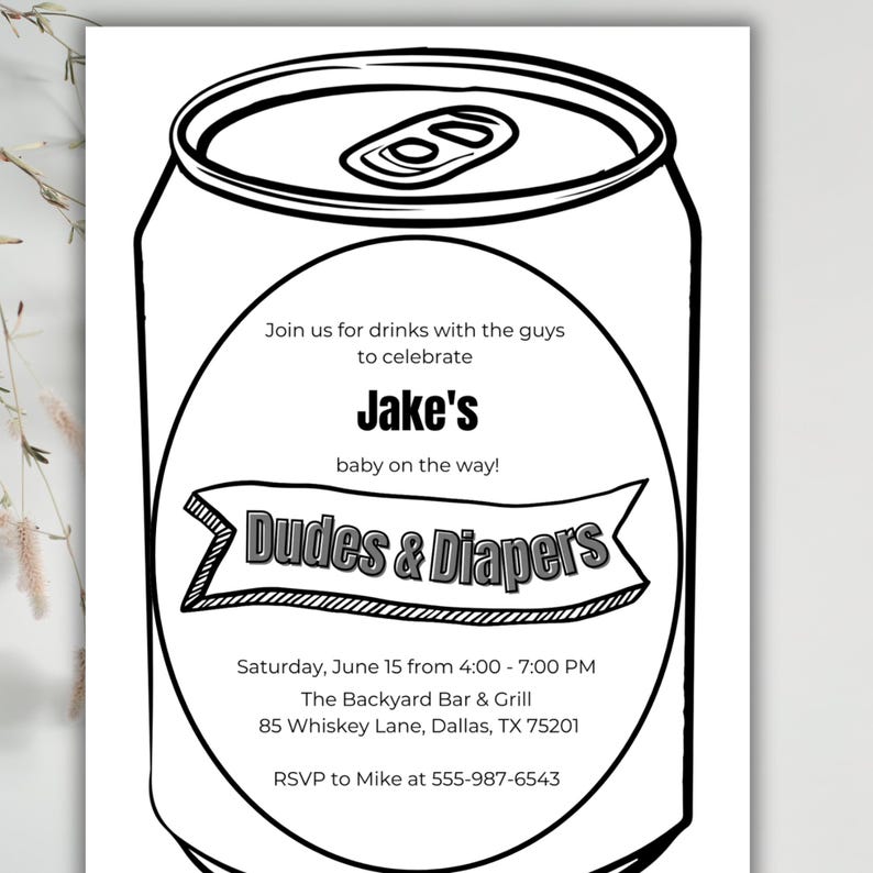 Dudes and Diapers Baby Shower Invitation for Men, Guy's Diaper and ...
