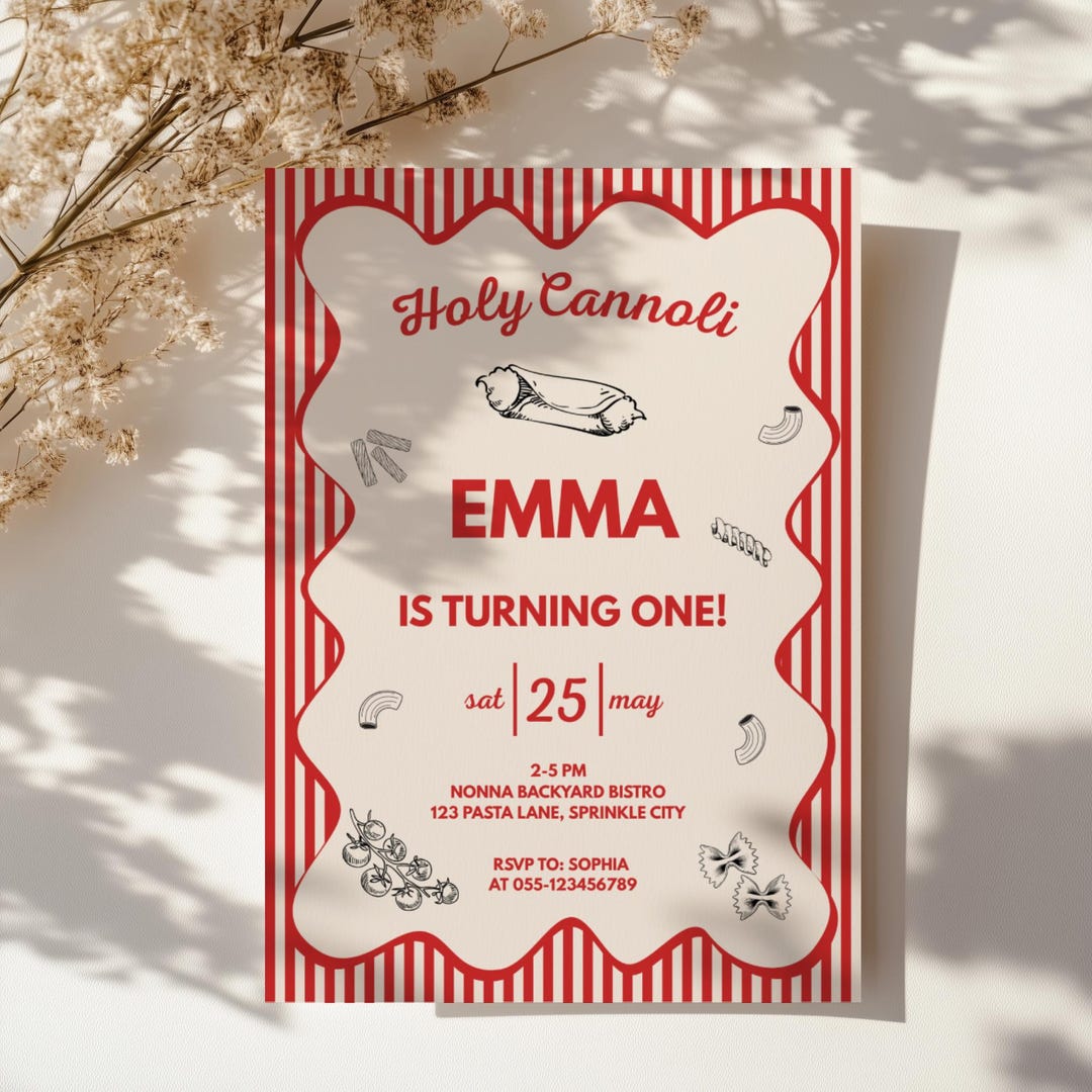 Holy Cannoli Birthday Party Invite, Italian Theme, Birthday Invitation ...