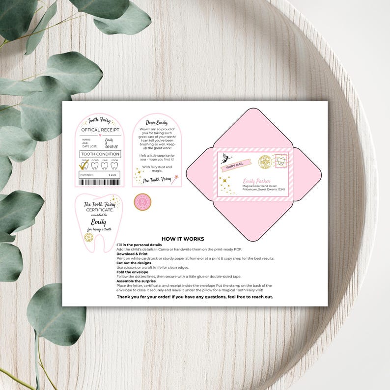 Editable Printable Mini Tooth Fairy Letter, Envelope, Report and ...
